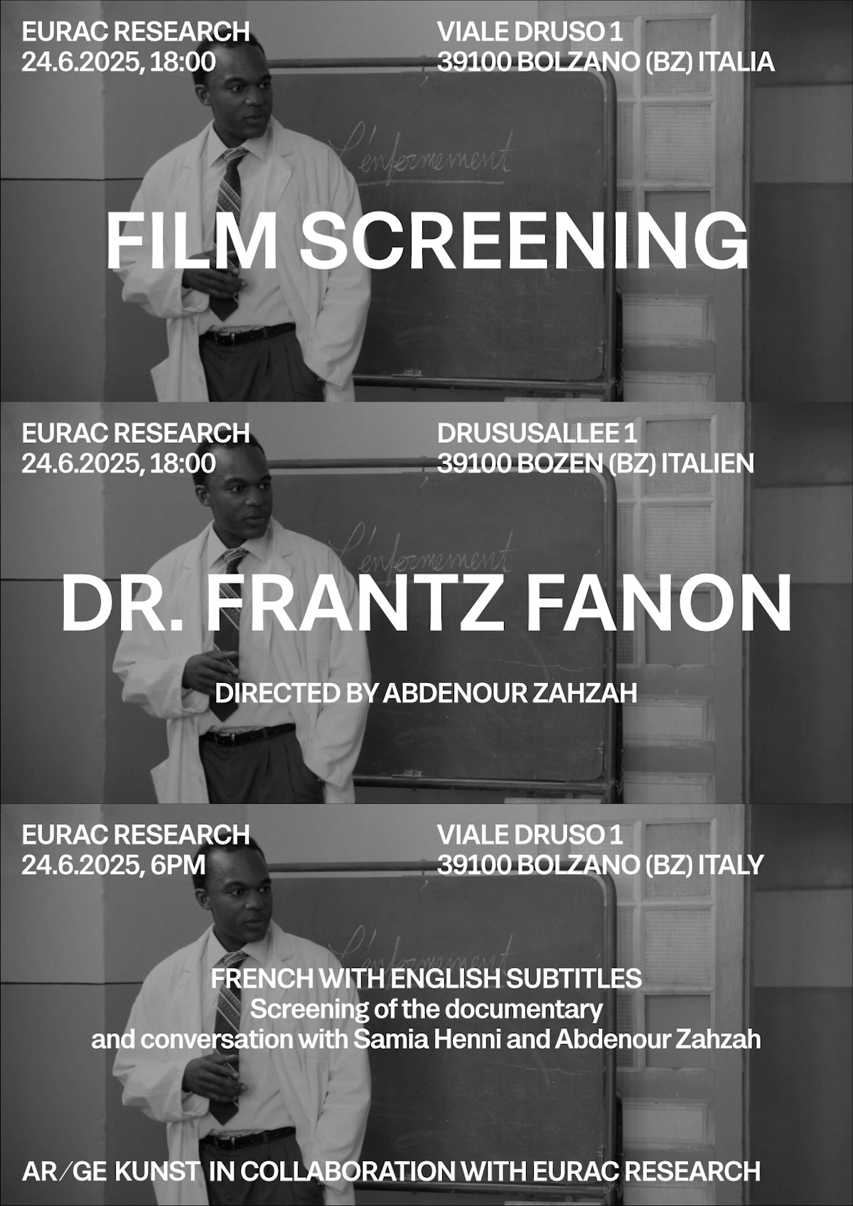 Proiezione del film "Dr. Frantz Fanon" - Eurac Research